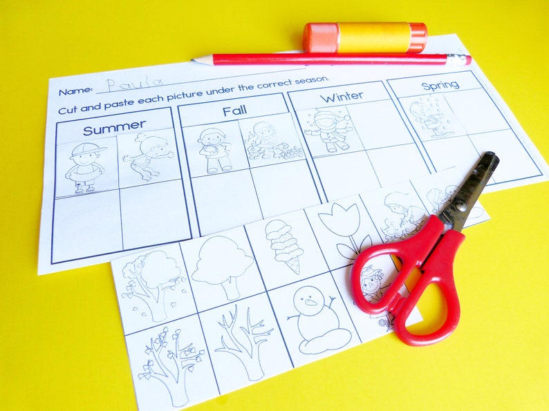 Four Seasons Picture Sorting Posters and Worksheet Spring Summer Winter ...