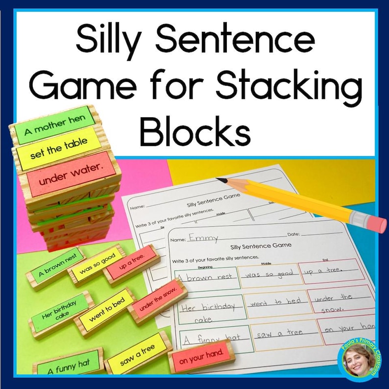 Silly Sentences Building Game for Tumbling Blocks - Etsy