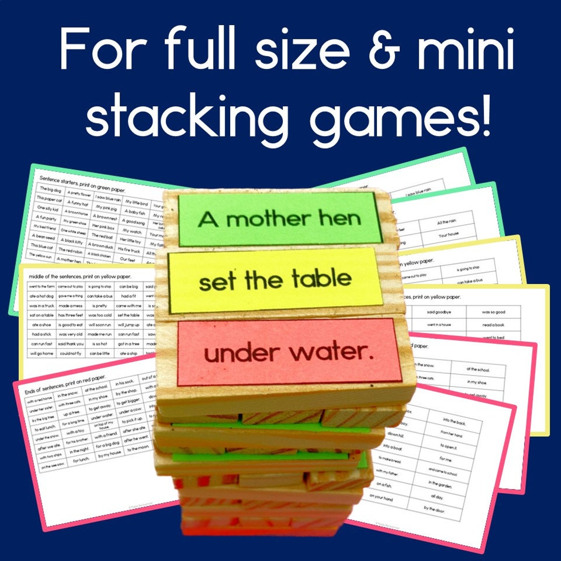 Silly Sentences Building Game for Tumbling Blocks - Etsy