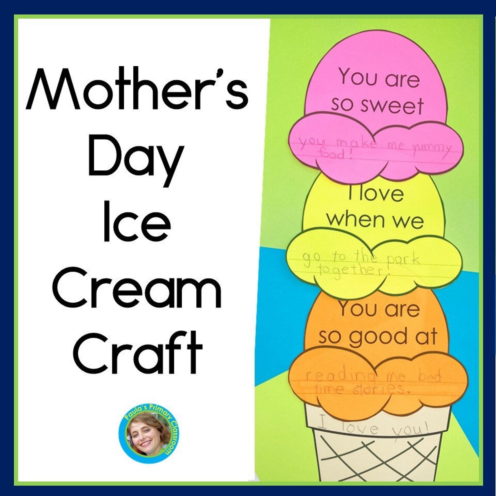Mothers Day Fathers Day Ice Cream Craft and Writing Activity With ...