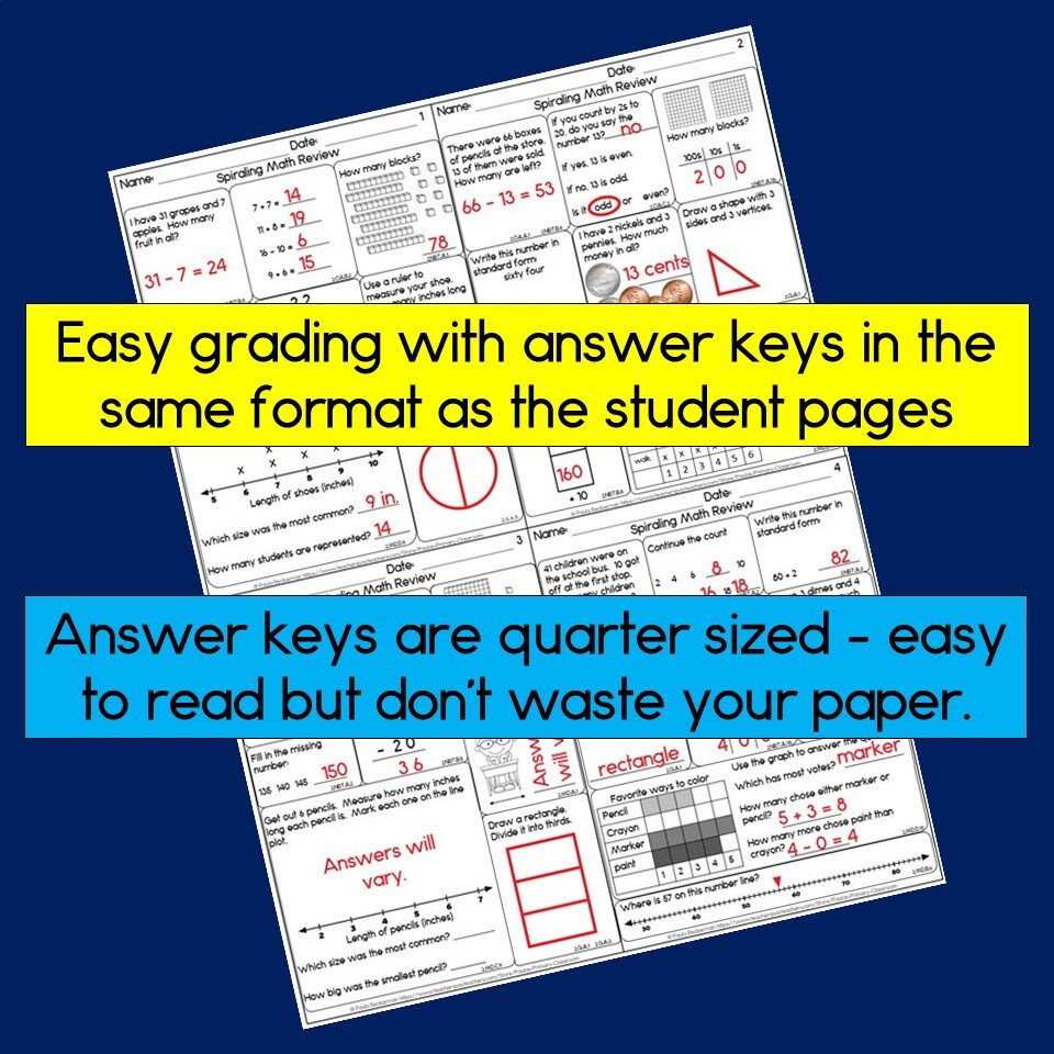 2nd Grade Math Spiral Review | Morning Work | Homework | Warm Ups Month ...