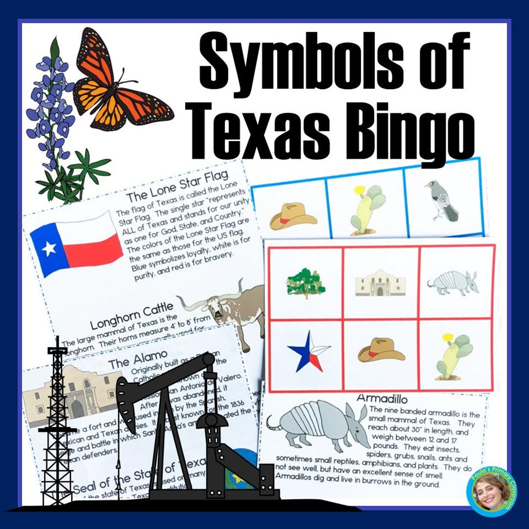 Texas Symbols Bingo Game & State History Posters (printable) - Etsy