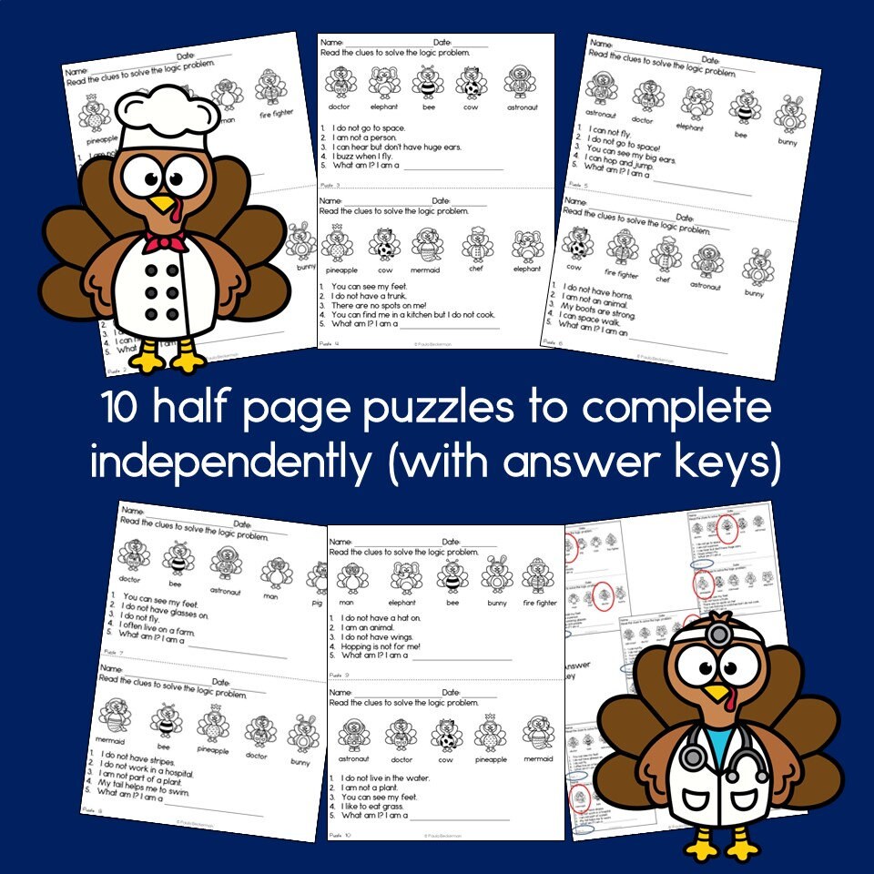 Thanksgiving Disguise a Turkey Math Logic Puzzles | Turkey in Disguise ...