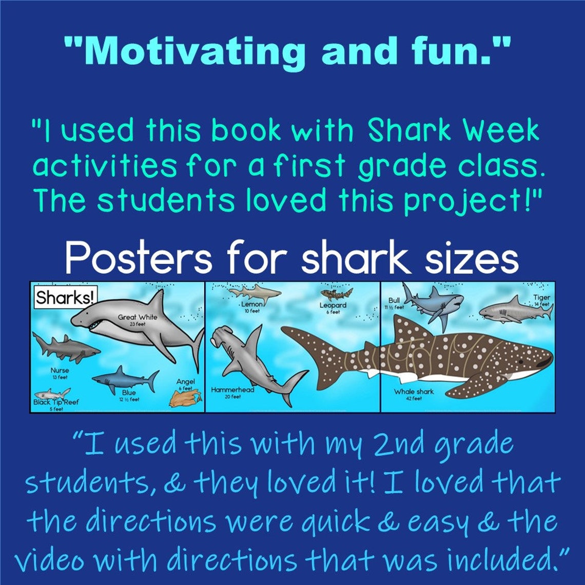 Shark Craft & Mini Book Reading Science Measurement Math | Shark Size ...