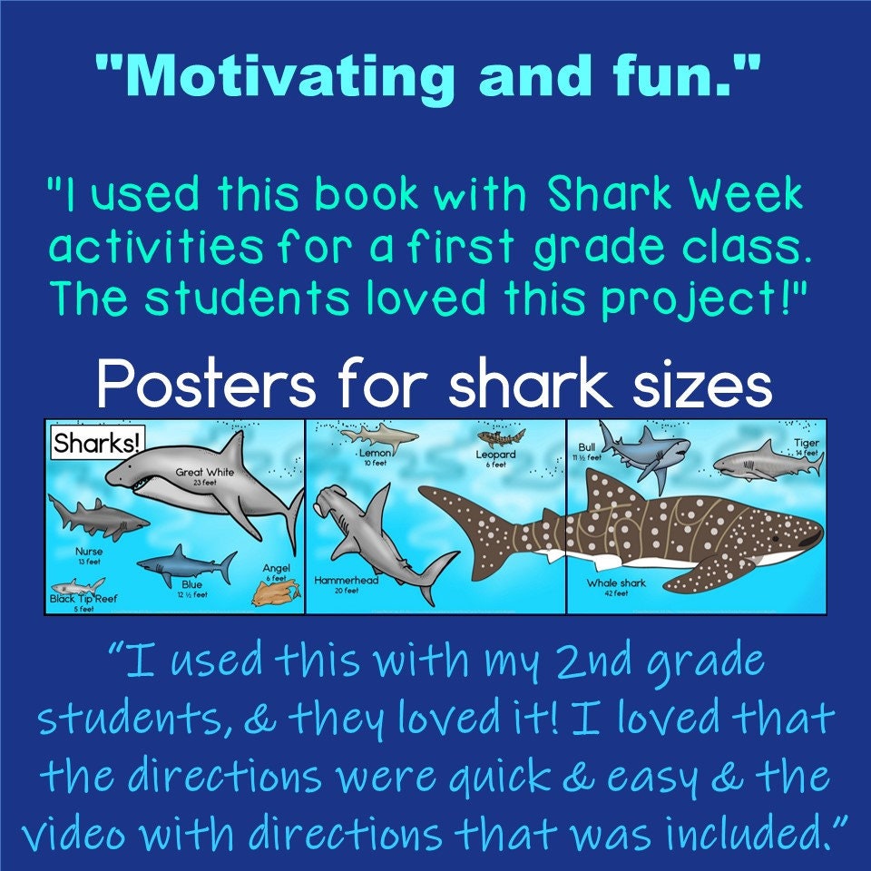 Shark Craft & Mini Book Reading Science Measurement Math | Shark Size ...