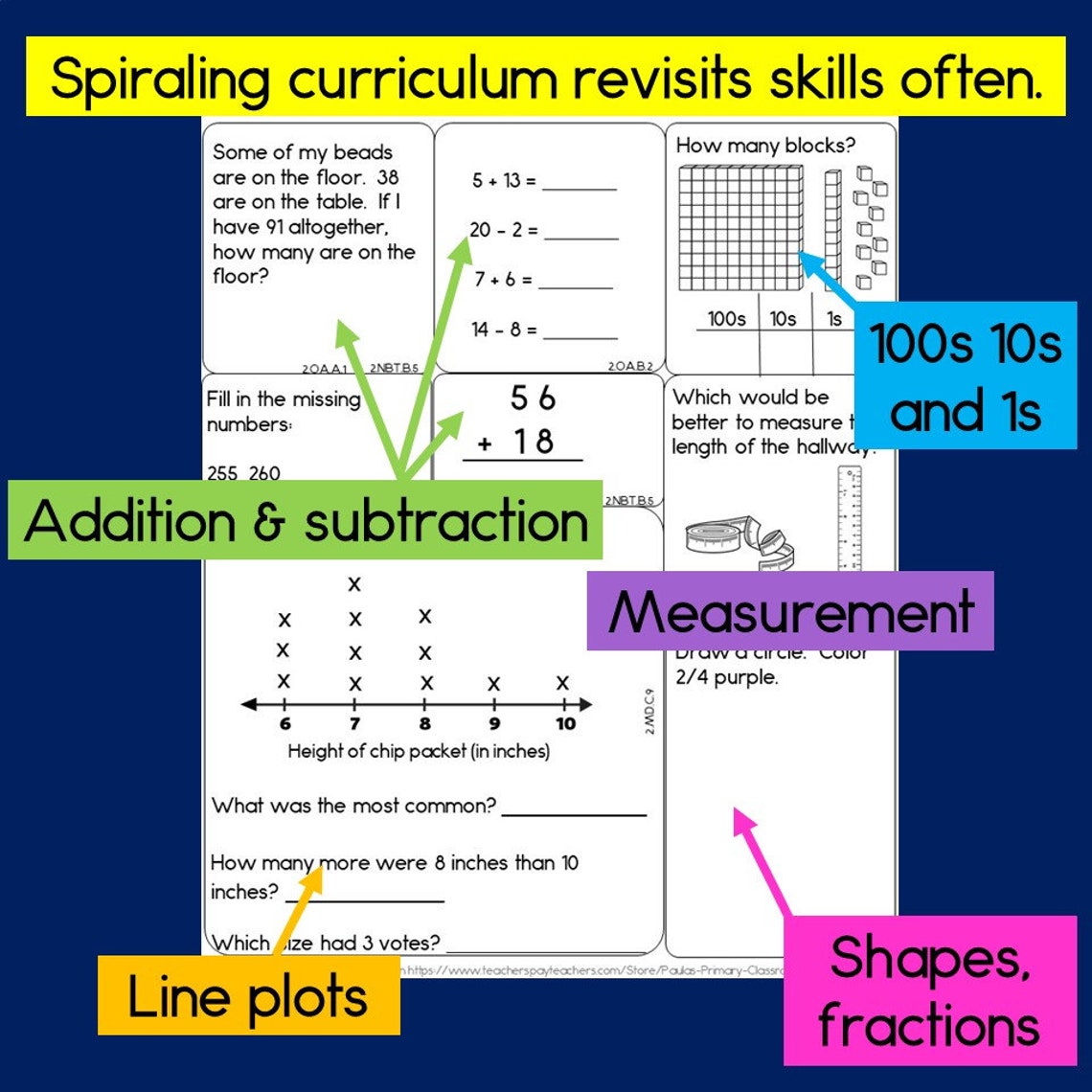 2nd Grade Math Spiral Review | Morning Work | Homework | Warm Ups Month ...
