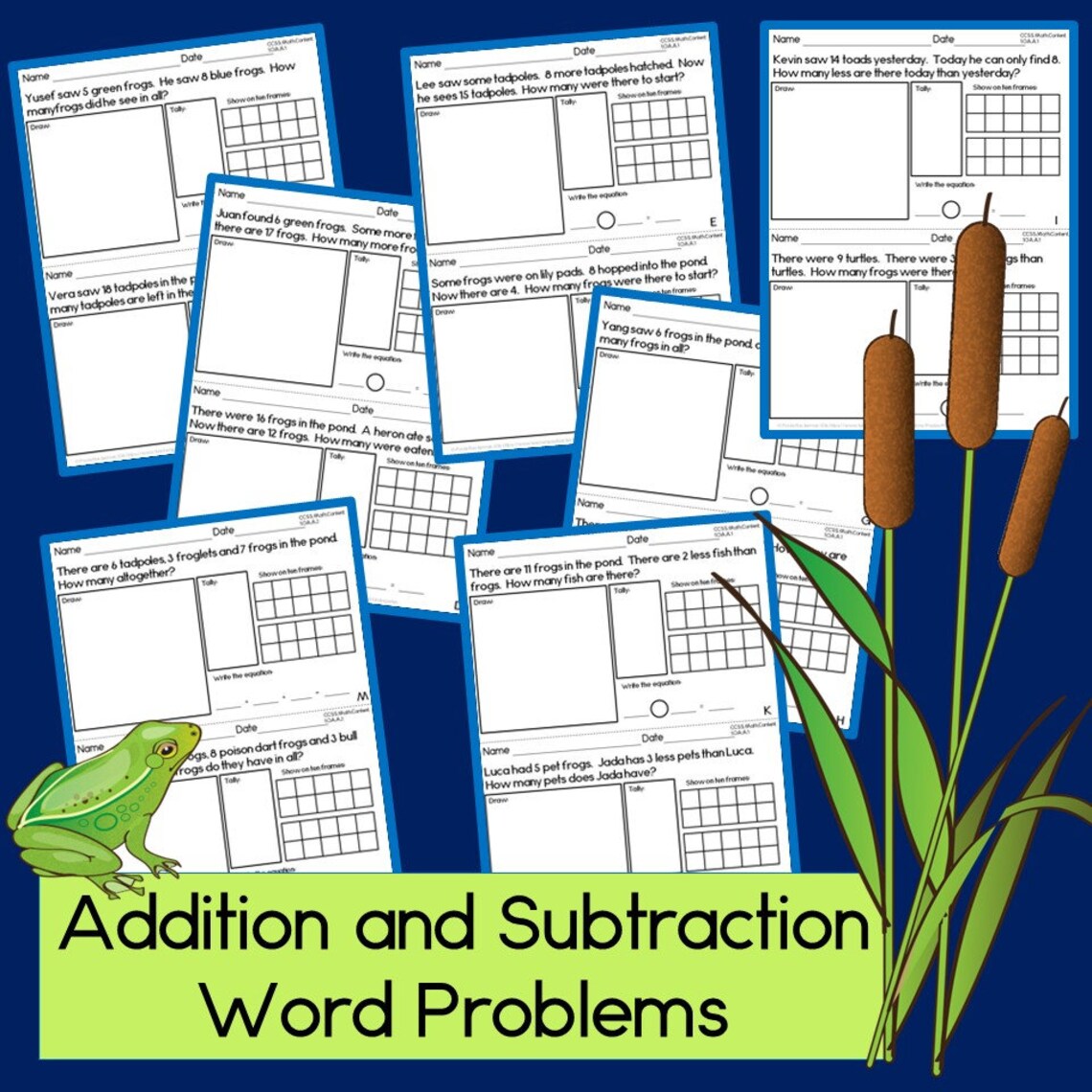 Frog Math With Addition Subtraction Word Problems Graphing and ...