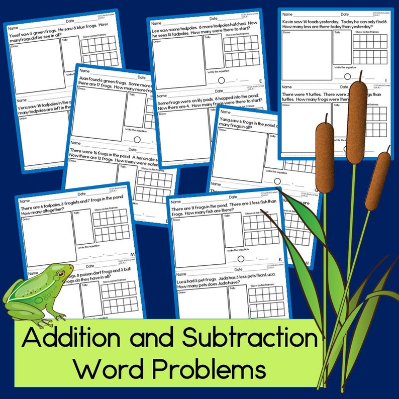 Frog Math With Addition Subtraction Word Problems Graphing and ...