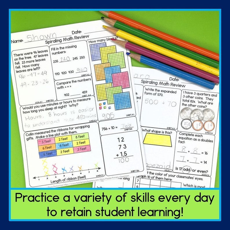 2nd Grade Math Spiral Review | Morning Work | Homework | Warm Ups Month ...