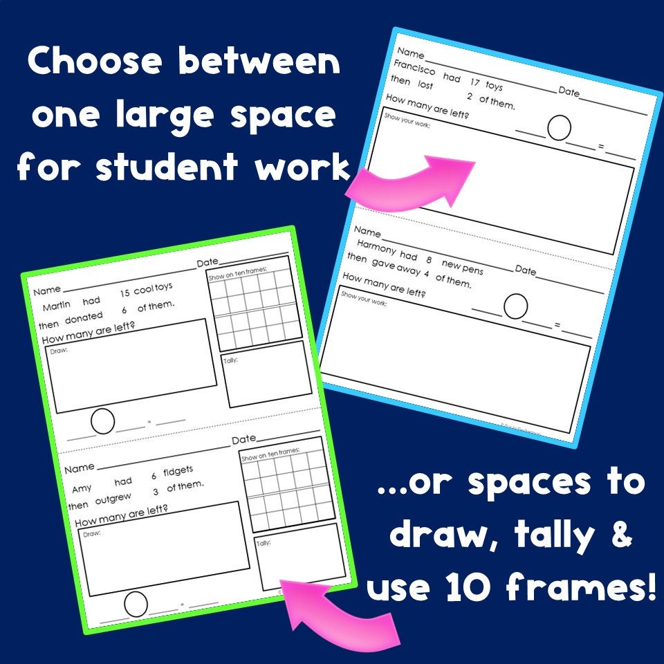 Editable | Programmable Subtraction Word Problems | Make Your Own - Etsy