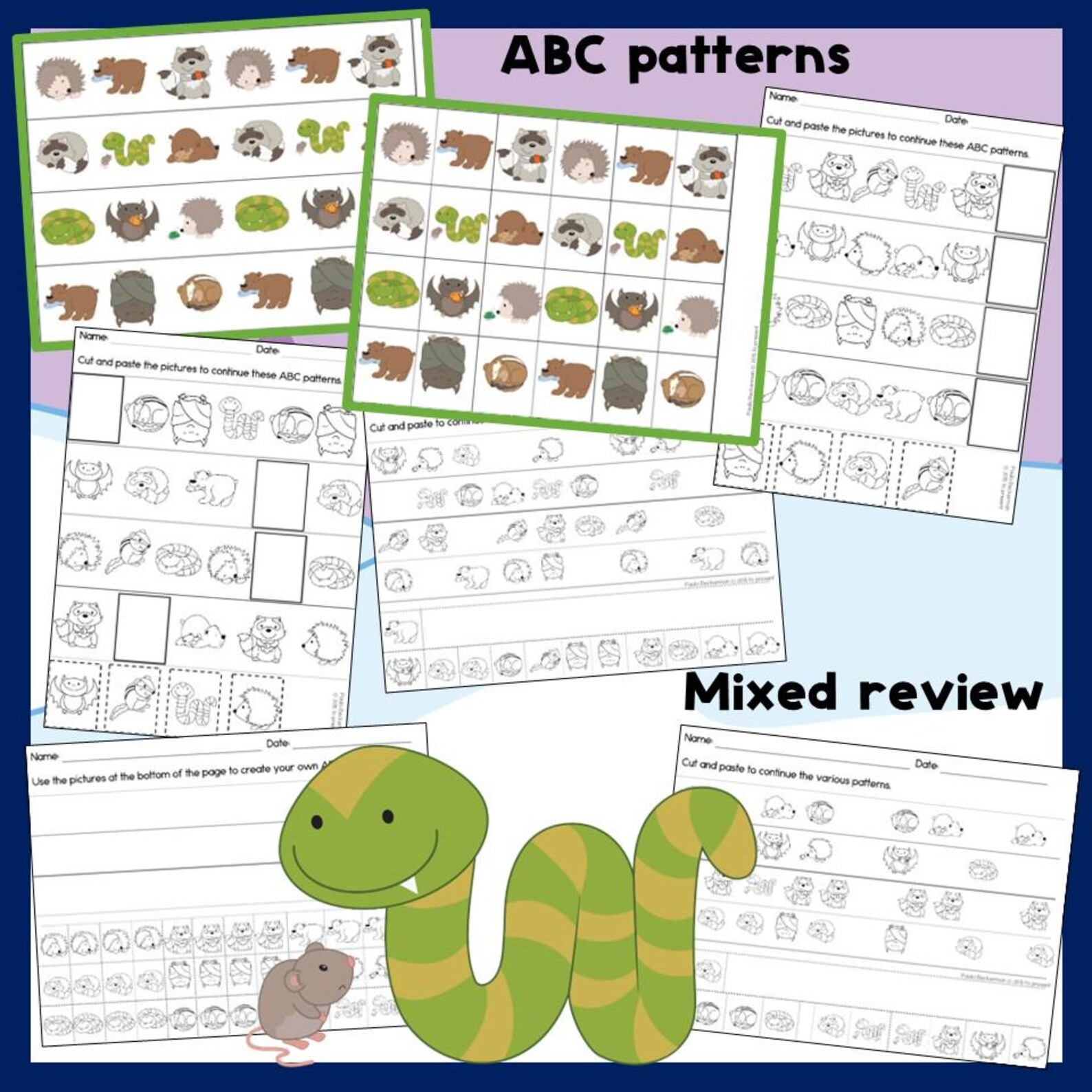 Hibernating Animals | Hibernation Patterns Math Center With AB ABC AAB ...