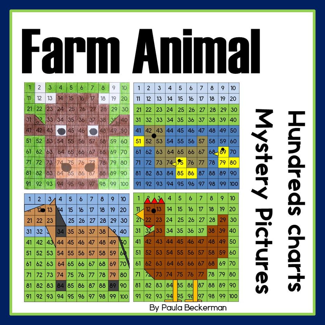 Farm Animals 100s Chart | Hundreds Charts | 100 Chart Mystery Pictures ...