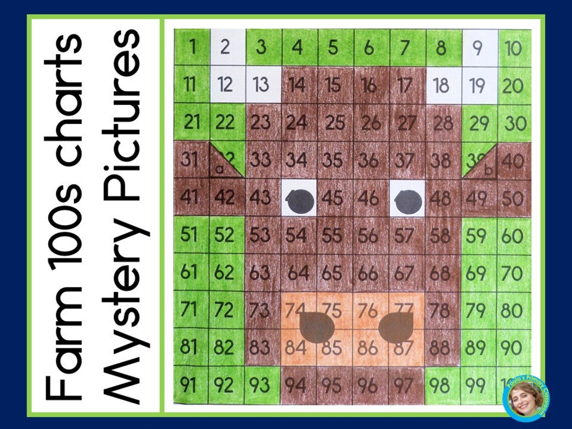 Farm Animals 100s Chart Hundreds Charts 100 Chart Mystery - Etsy