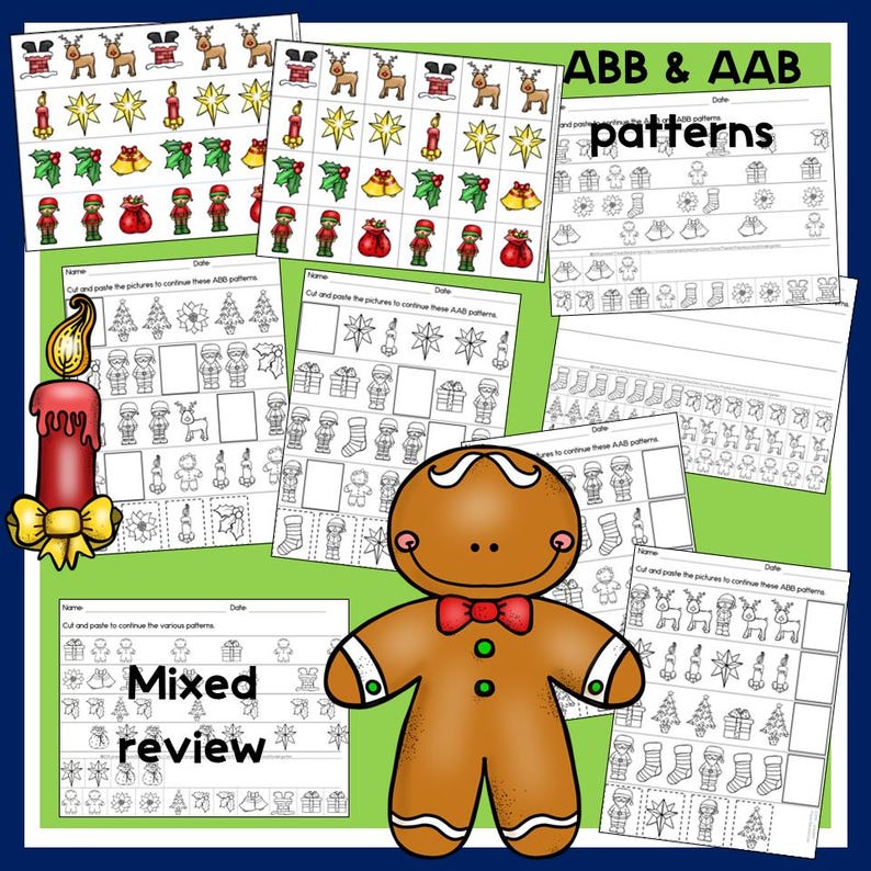 Christmas Lights Patterning Christmas Patterns Activities Cut & Paste ...