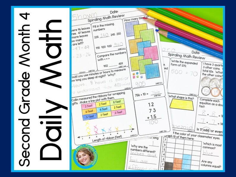 2nd Grade Math Spiral Review Morning Work Homework Warm - Etsy