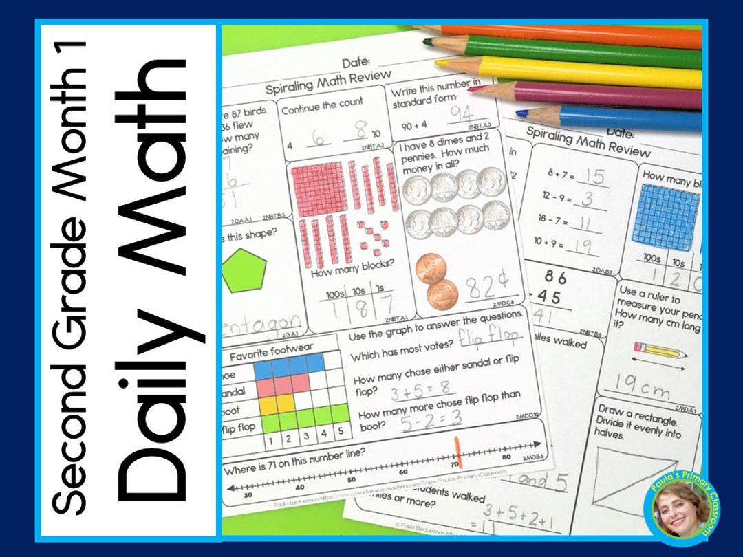 2nd Grade Math Spiral Review Morning Work Homework Warm - Etsy