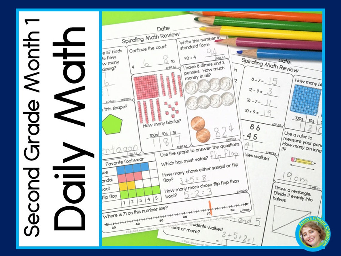 2nd Grade Math Spiral Review Morning Work Homework Warm - Etsy