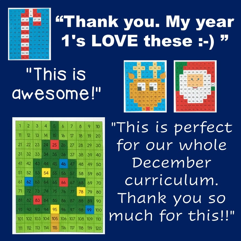 Christmas | Winter Holidays 120s Chart Mystery Pictures 120 Charts Math ...