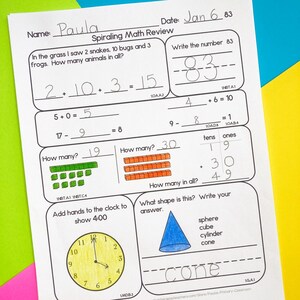 Math Spiral Review Daily Worksheets Morning Work Homework Month 5 ...