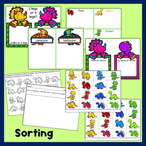 Dinosaur Math Graphing Sorting and Venn Diagram Centers - Etsy