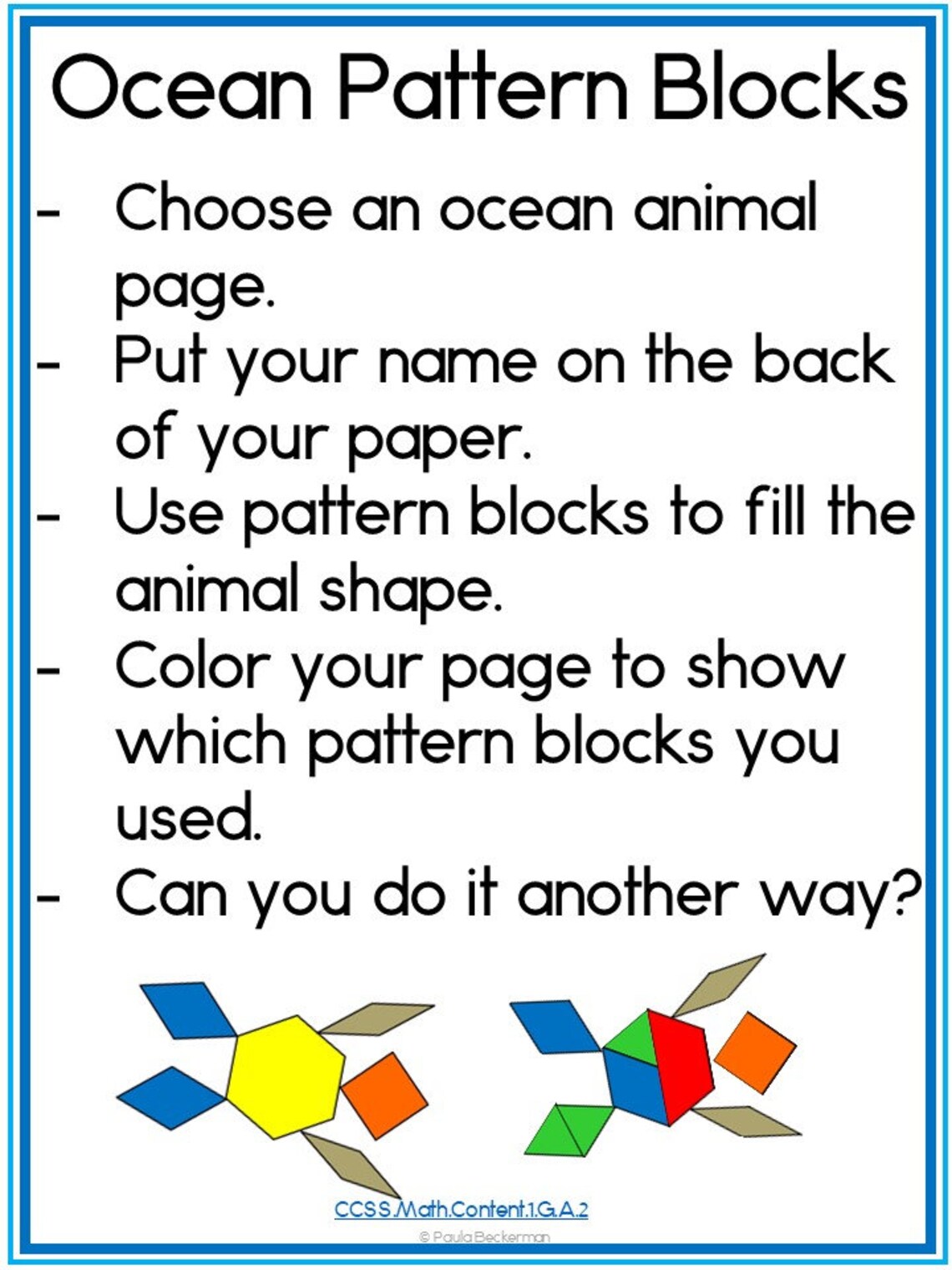 Ocean Pattern Block Mats | 2D Shape Puzzles | Problem Solving Critical ...