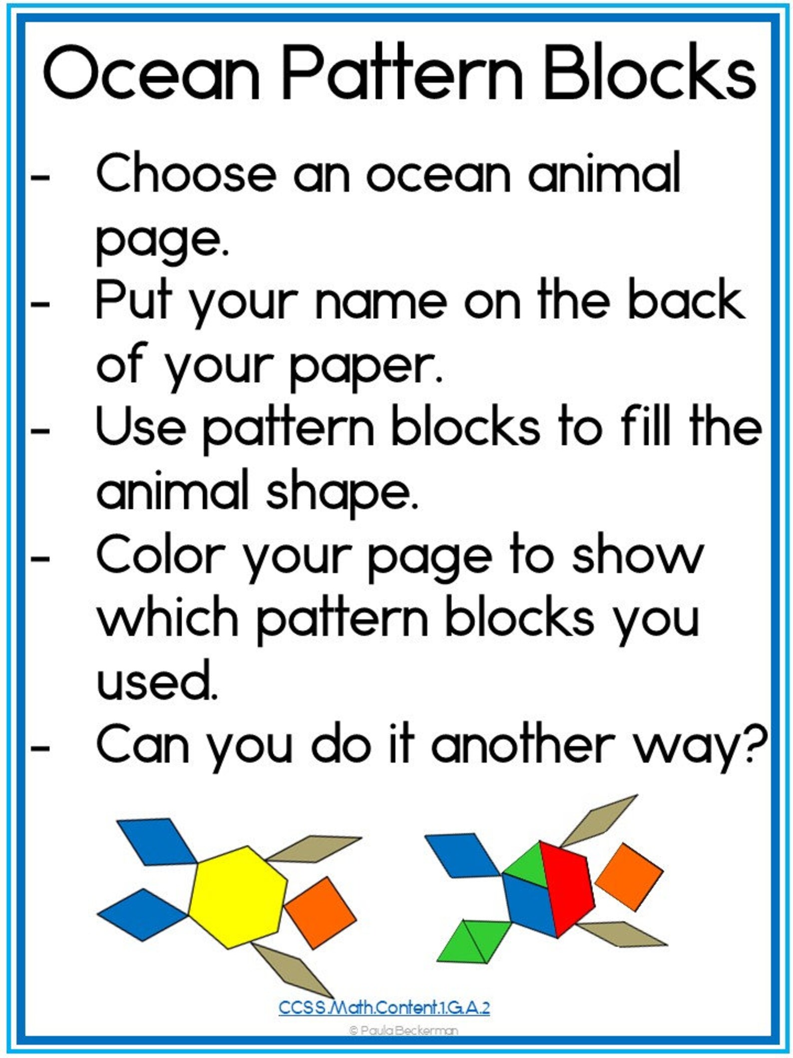 Ocean Pattern Block Mats | 2D Shape Puzzles | Problem Solving Critical ...