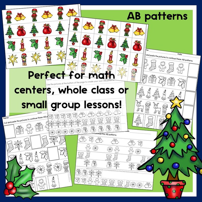 Christmas Lights Patterning Christmas Patterns Activities Cut & Paste ...