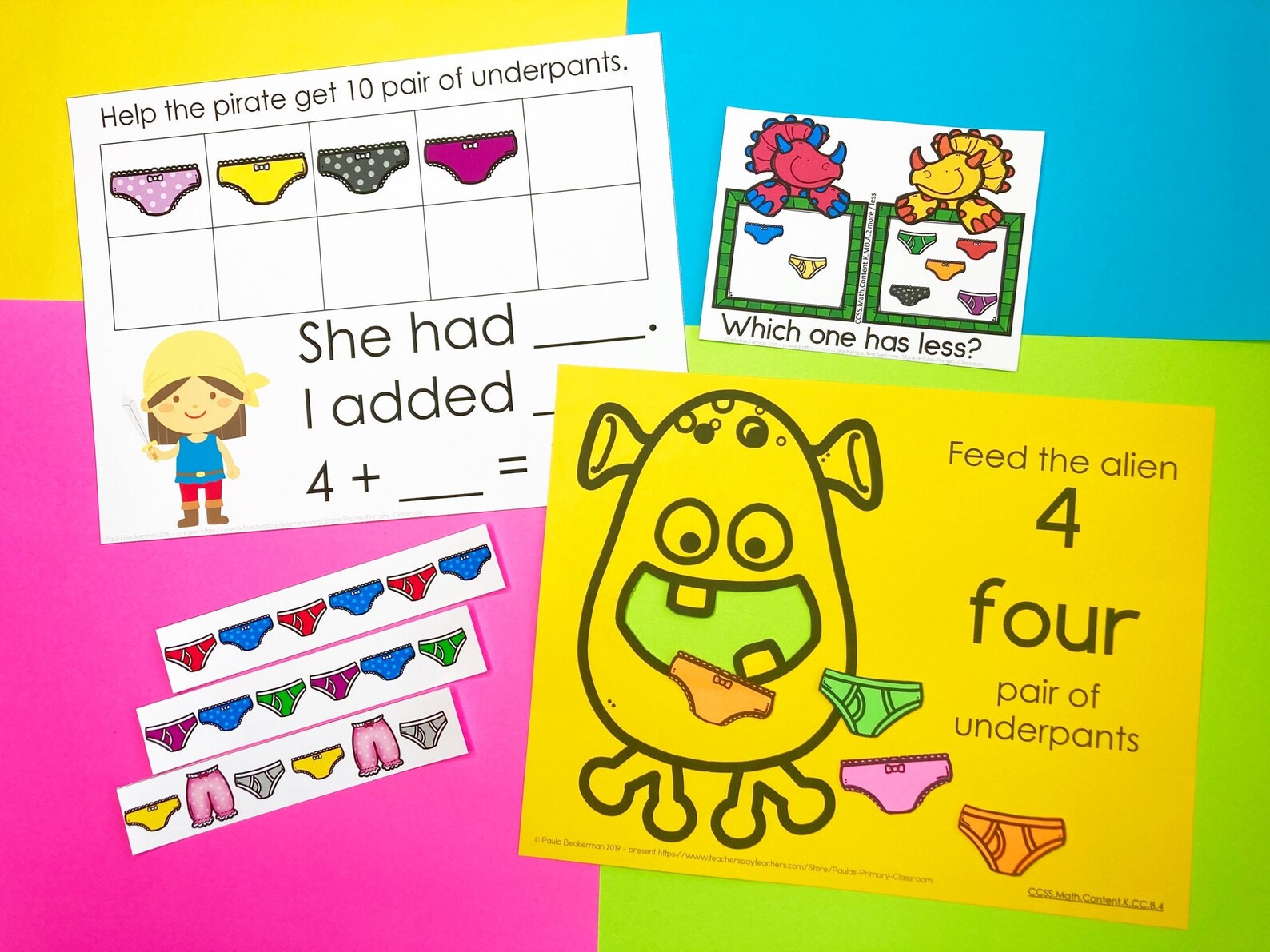 Underpants Math | Underwear Math | Number Pattern Sorting and Addition ...