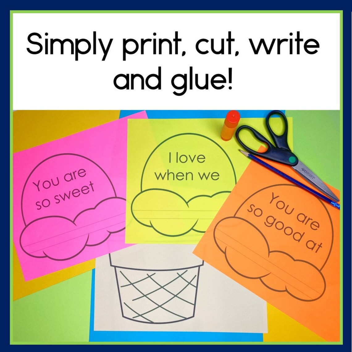 Mothers Day Fathers Day Ice Cream Craft and Writing Activity With ...