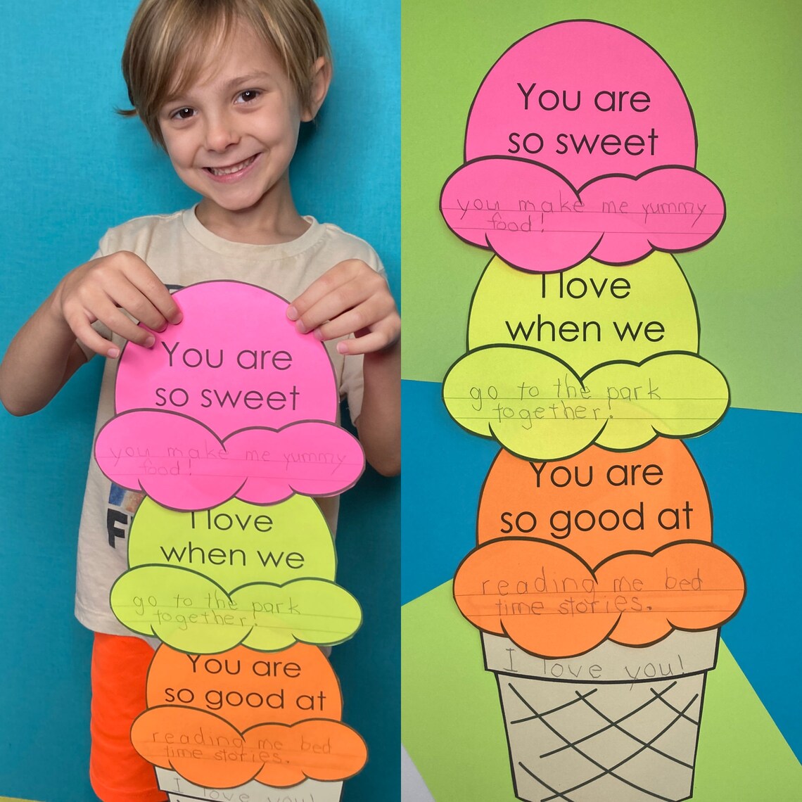 Mothers Day Fathers Day Ice Cream Craft and Writing Activity With ...