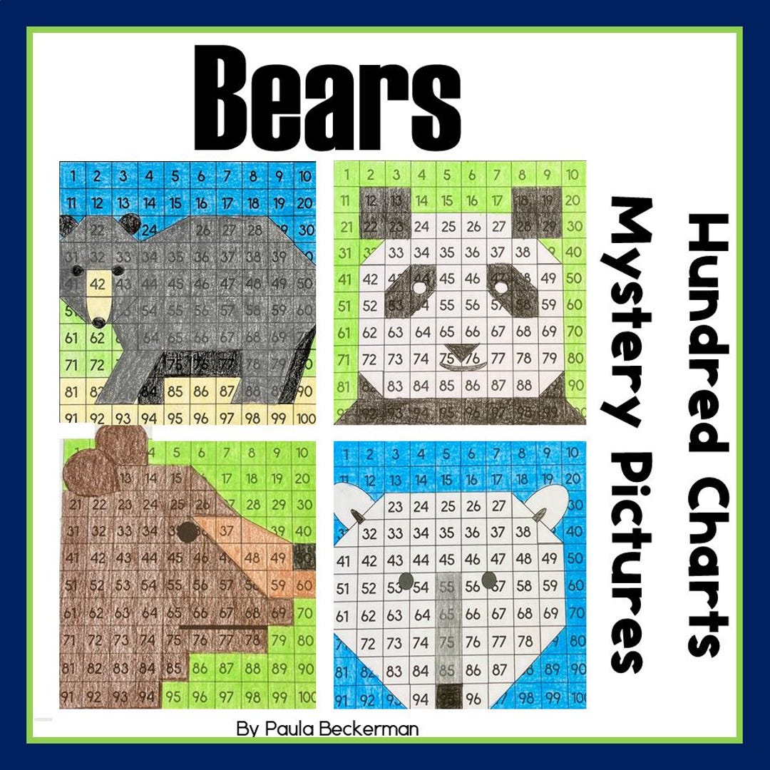 Bears 100s Chart | Hundreds Charts Panda Polar Brown and Black Bears - Etsy