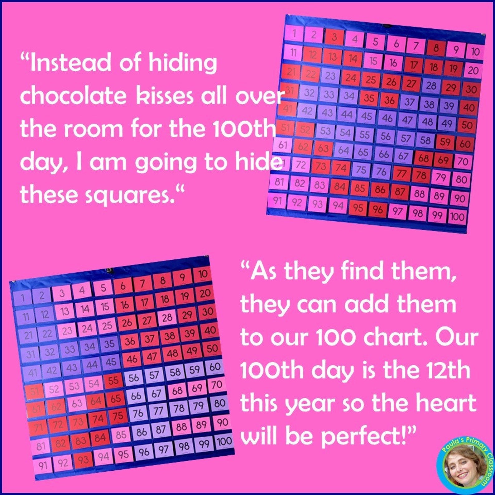 Valentines Day 100 Chart Mystery Pictures for Hundreds Pocket Charts - Etsy