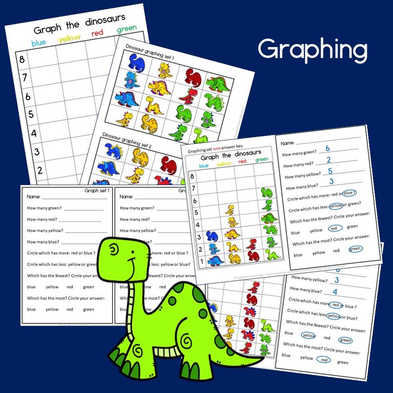 Dinosaur Math Graphing Sorting and Venn Diagram Centers - Etsy