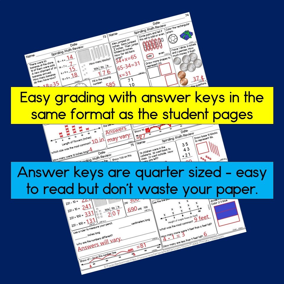 2nd Grade Math Spiral Review | Morning Work | Homework | Warm Ups Month ...