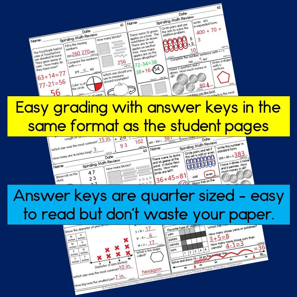 2nd Grade Math Spiral Review | Morning Work | Homework | Warm Ups Month ...