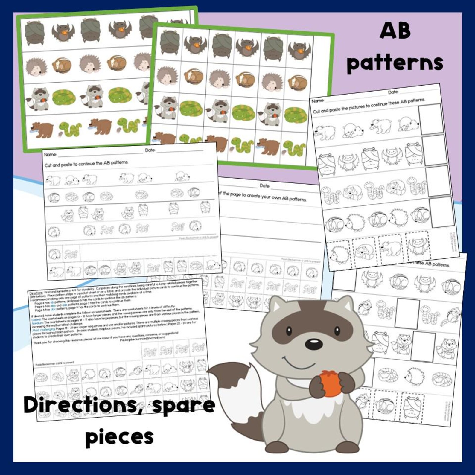 Hibernating Animals | Hibernation Patterns Math Center With AB ABC AAB ...