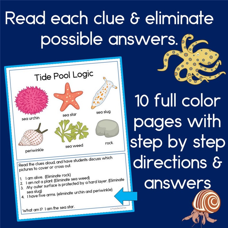 Tide Pool Math Logic Puzzles | Process of Elimination With Ocean ...