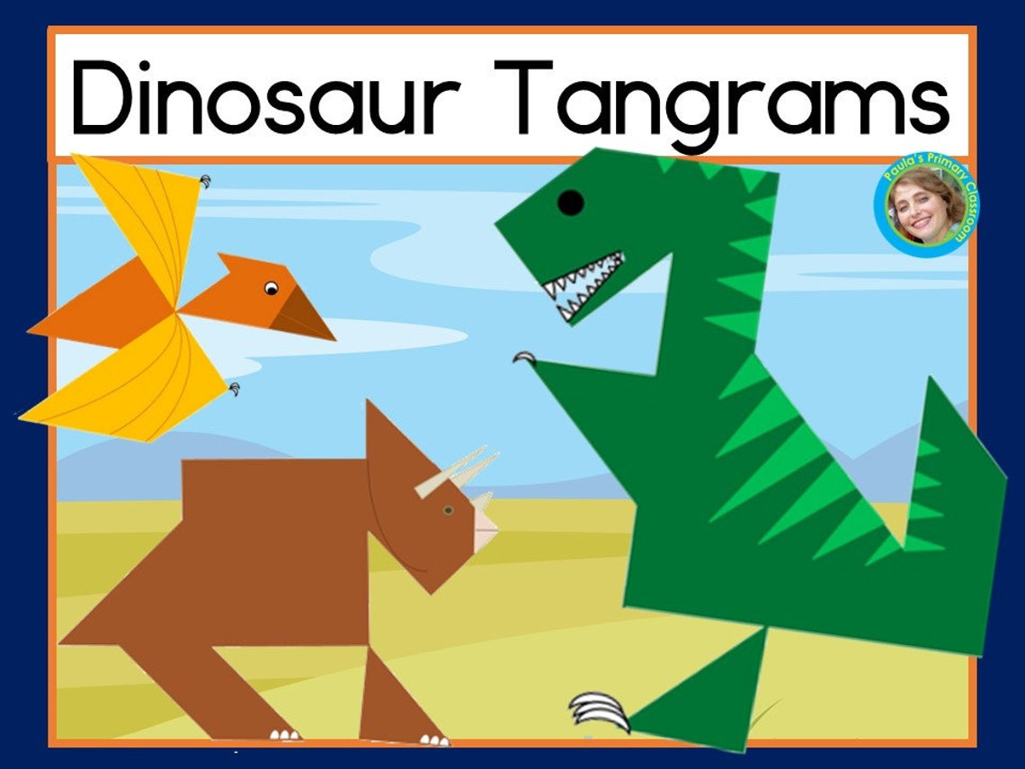 Dinosaurs Tangram Puzzles Printable 2D Shapes Math Center - Etsy