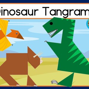 Dinosaurs Tangram Puzzles Printable 2D Shapes Math Center - Etsy