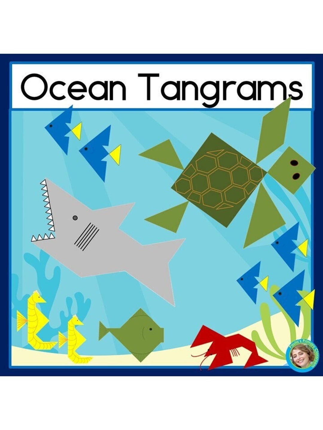 Ocean Tangram Puzzles Printable | 2D Shapes Math Center | Tangrams - Etsy
