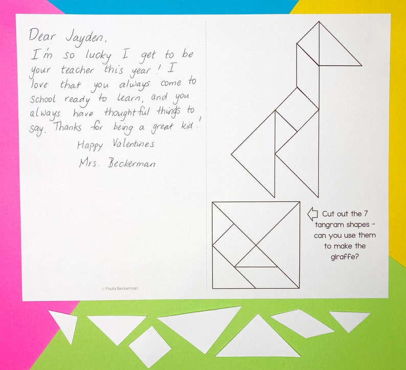 Valentines Day Cards for Students Printable Zoo Tangram Puzzles With ...