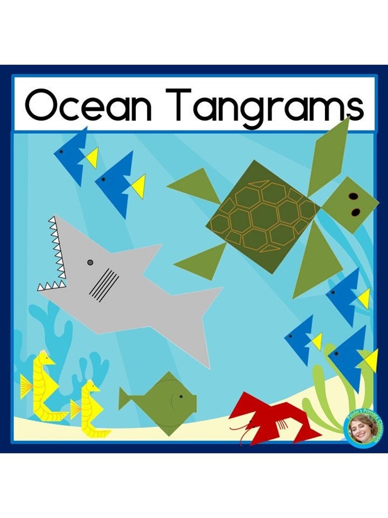 Ocean Tangram Puzzles Printable 2D Shapes Math Center Tangrams - Etsy