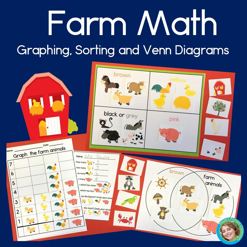 Farm Math With Sorting, Graphing and Venn Diagram - Etsy