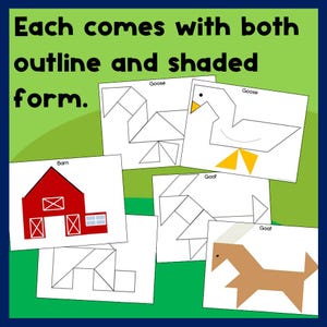Farm Animals Printable Tangrams Congruent 2D Shapes Math Center and ...