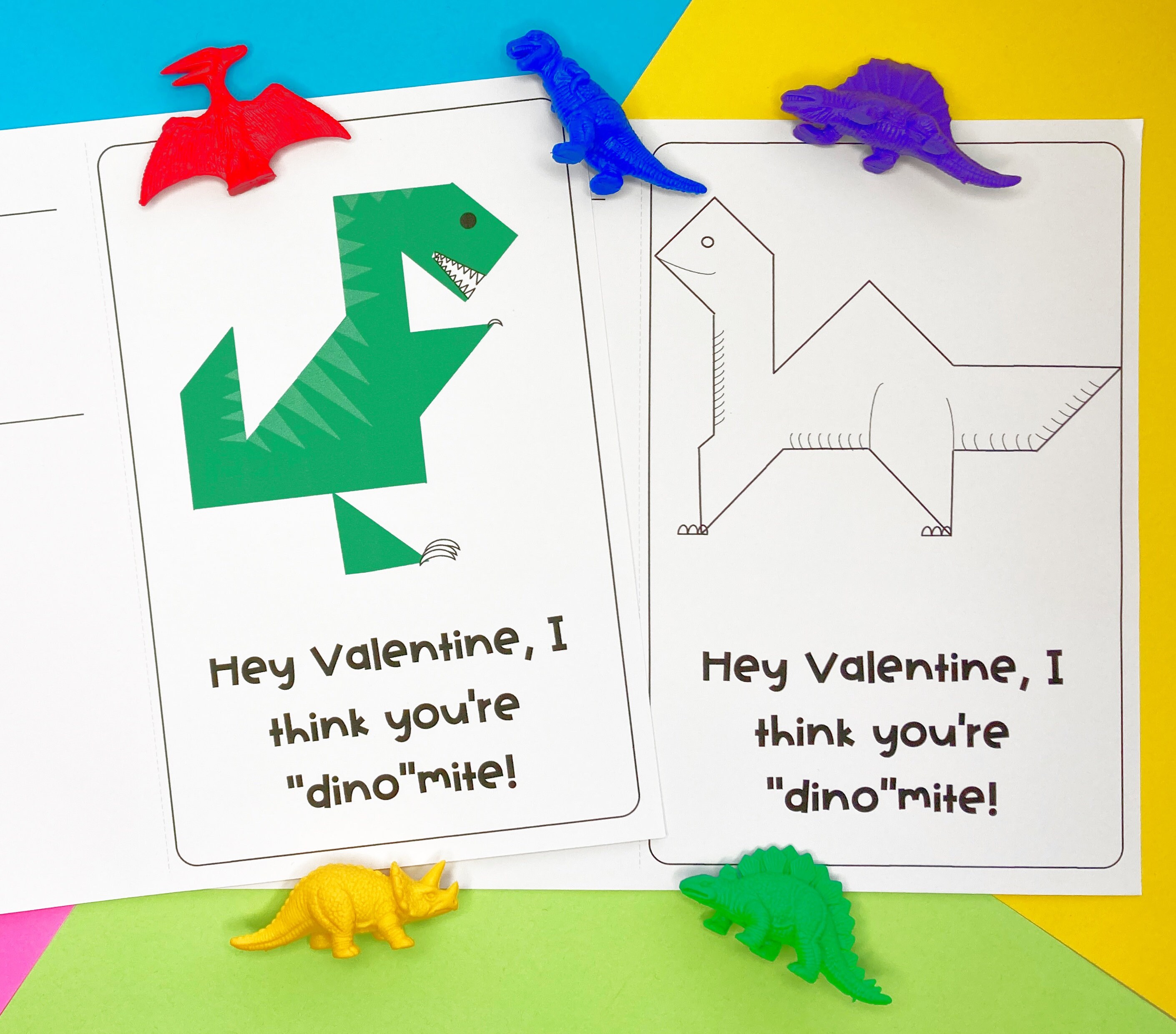 Valentines Day Cards for Students Printable Dinosaur Tangram Puzzles ...