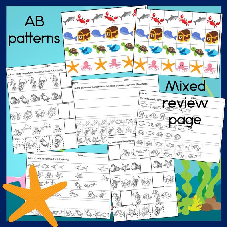 Ocean Animal Patterns Math Center With AB ABC and ABB Patterns - Etsy