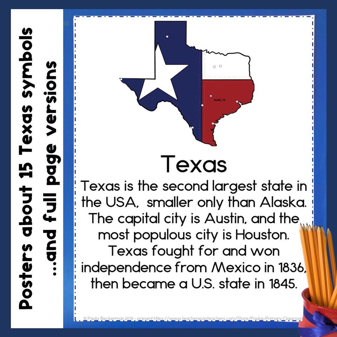 Texas Symbols Bingo Game & State History Posters (printable) - Etsy
