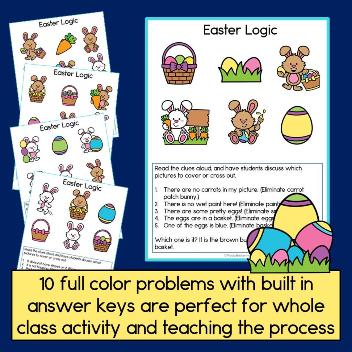 Easter Logic Puzzles Math Critical Thinking Brainteasers | Spring Logic ...