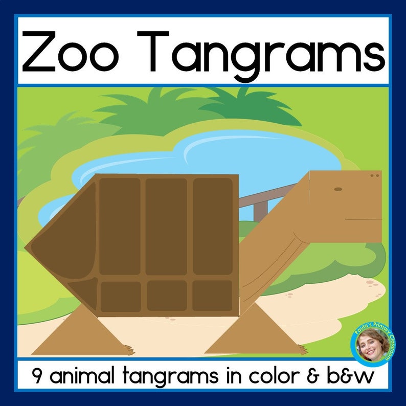 Zoo Animal Tangram Puzzles 2D Shapes Math Center - Etsy