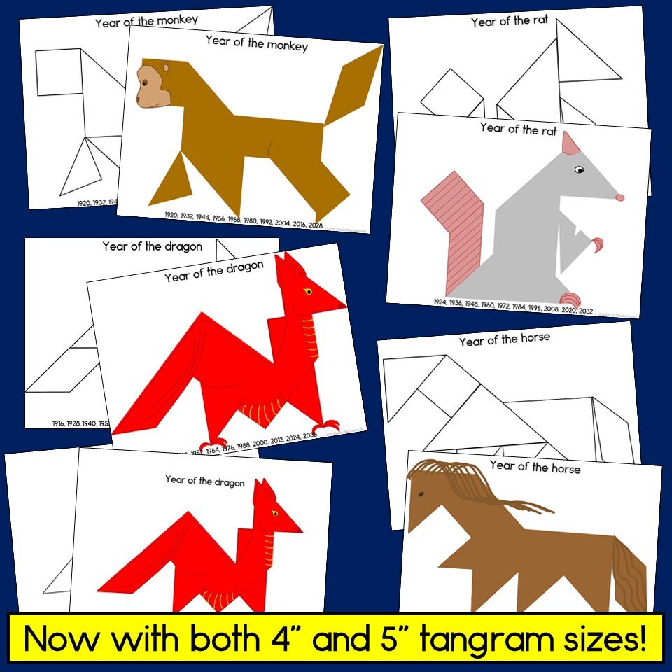 Chinese New Year 2024 Printable Tangram Puzzles 2D Shapes Math - Etsy ...
